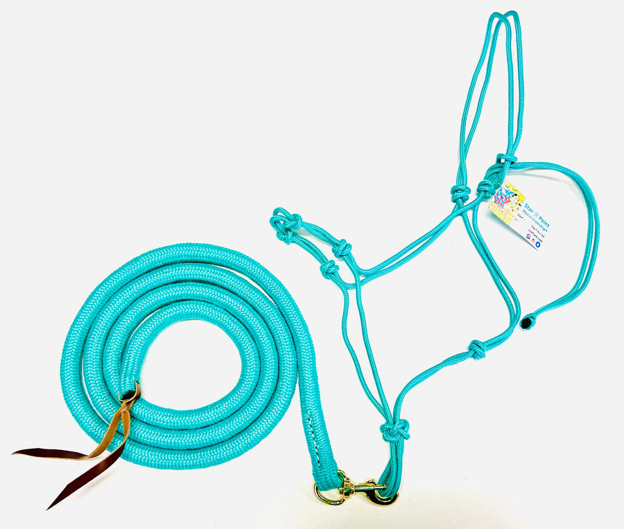 Average Horse 4 Knot Rope Halter & Lead Set - Teal